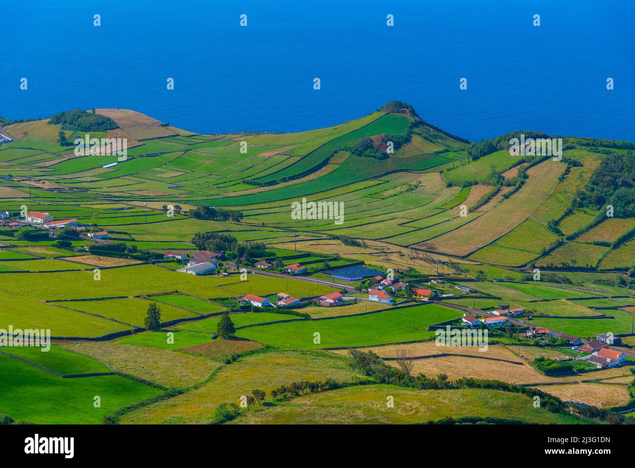 Rural landscape of Sao Jorge island at the Azores, Portugal Stock Photo ...