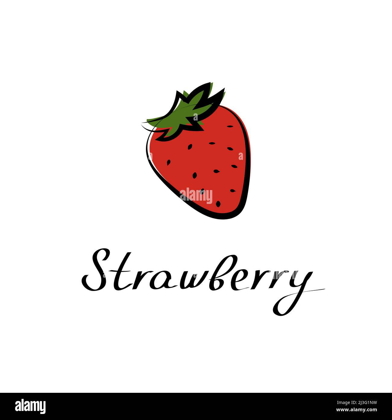 Strawberries fruit vector logo. Hand drawn fruitage illustration ...