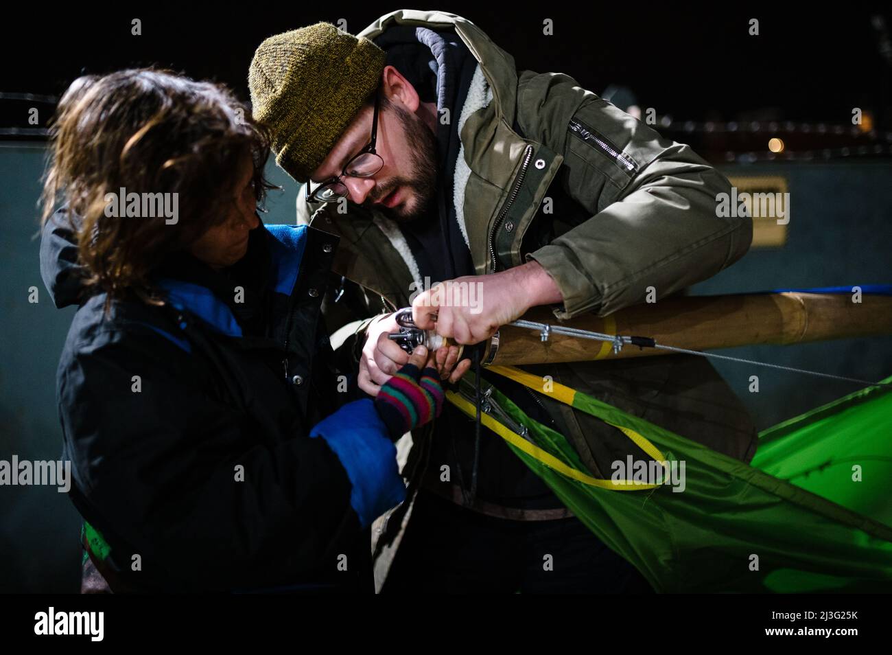 Stanwell, UK. 4 April 2022. Extinction Rebellion protesters blocked the ...