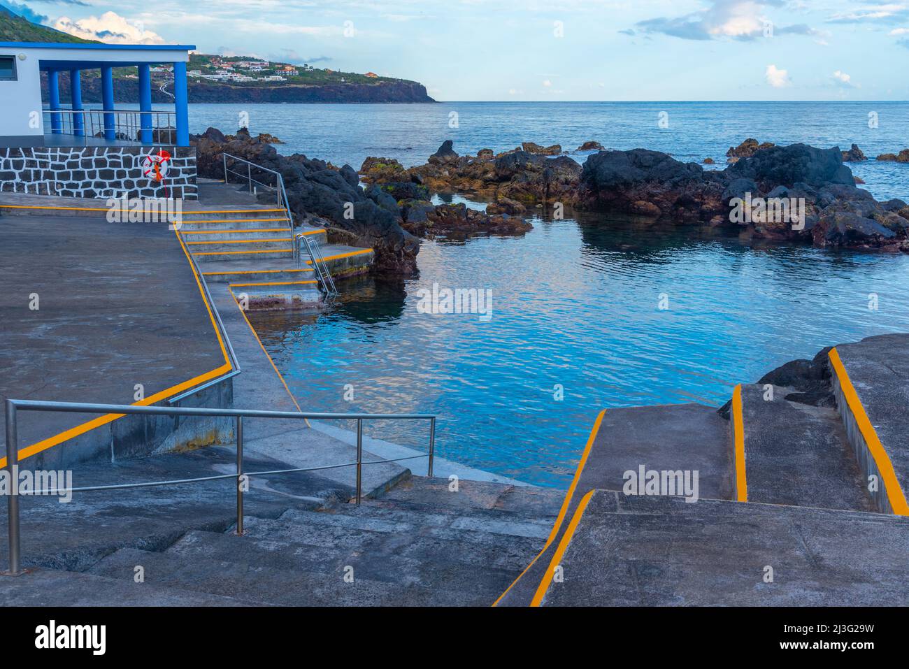 Natural pool at Velas town at Sao Jorge island at the Azores, Portugal ...