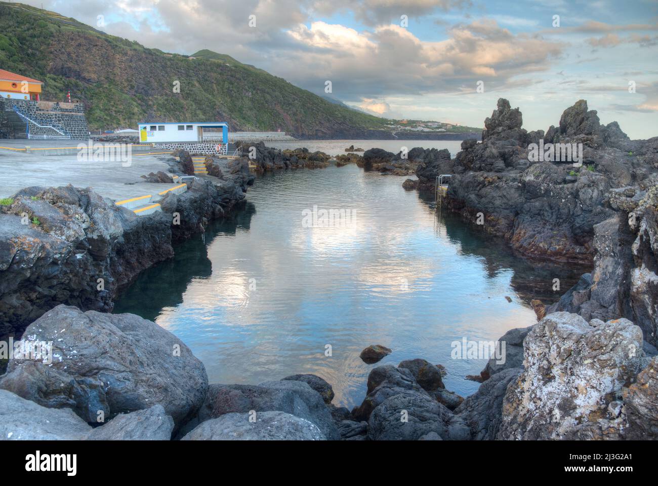 Natural pool at Velas town at Sao Jorge island at the Azores, Portugal ...