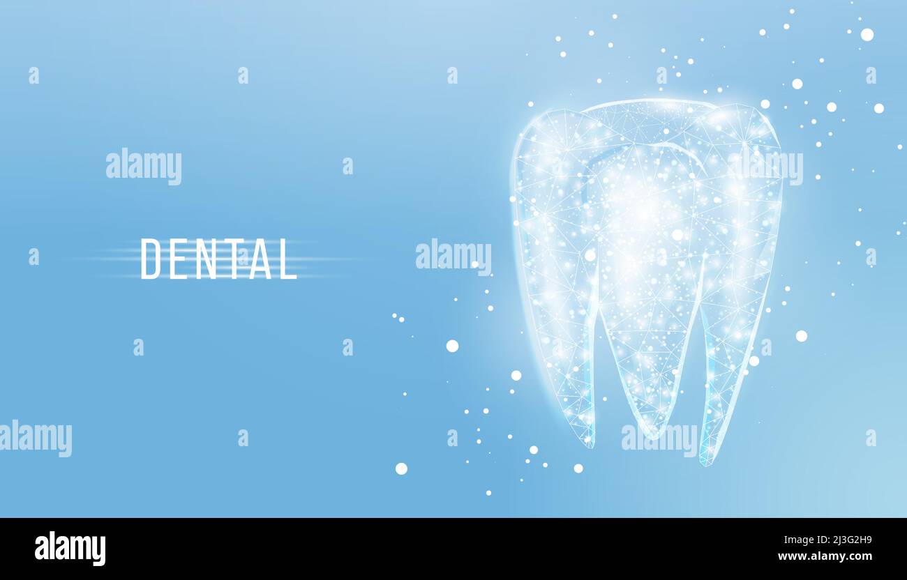 Tooth. Abstract wireframe low poly style banner. Dentistry services ...