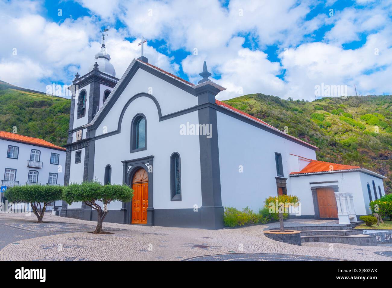 Matriz de Velas church at Velas, Sao Jorge island, Azores, Portugal ...