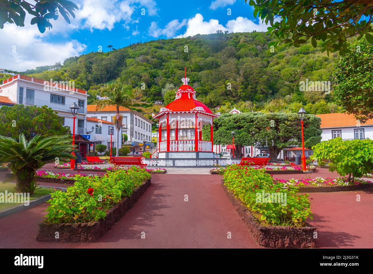 Public garden at Velas town, Sao Jorge island, Portugal Stock Photo - Alamy