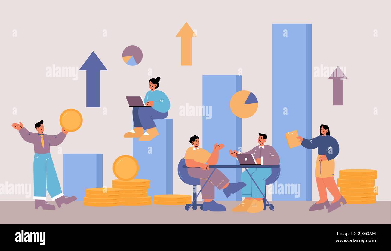 Data analysis concept with tiny business analysts research information ...