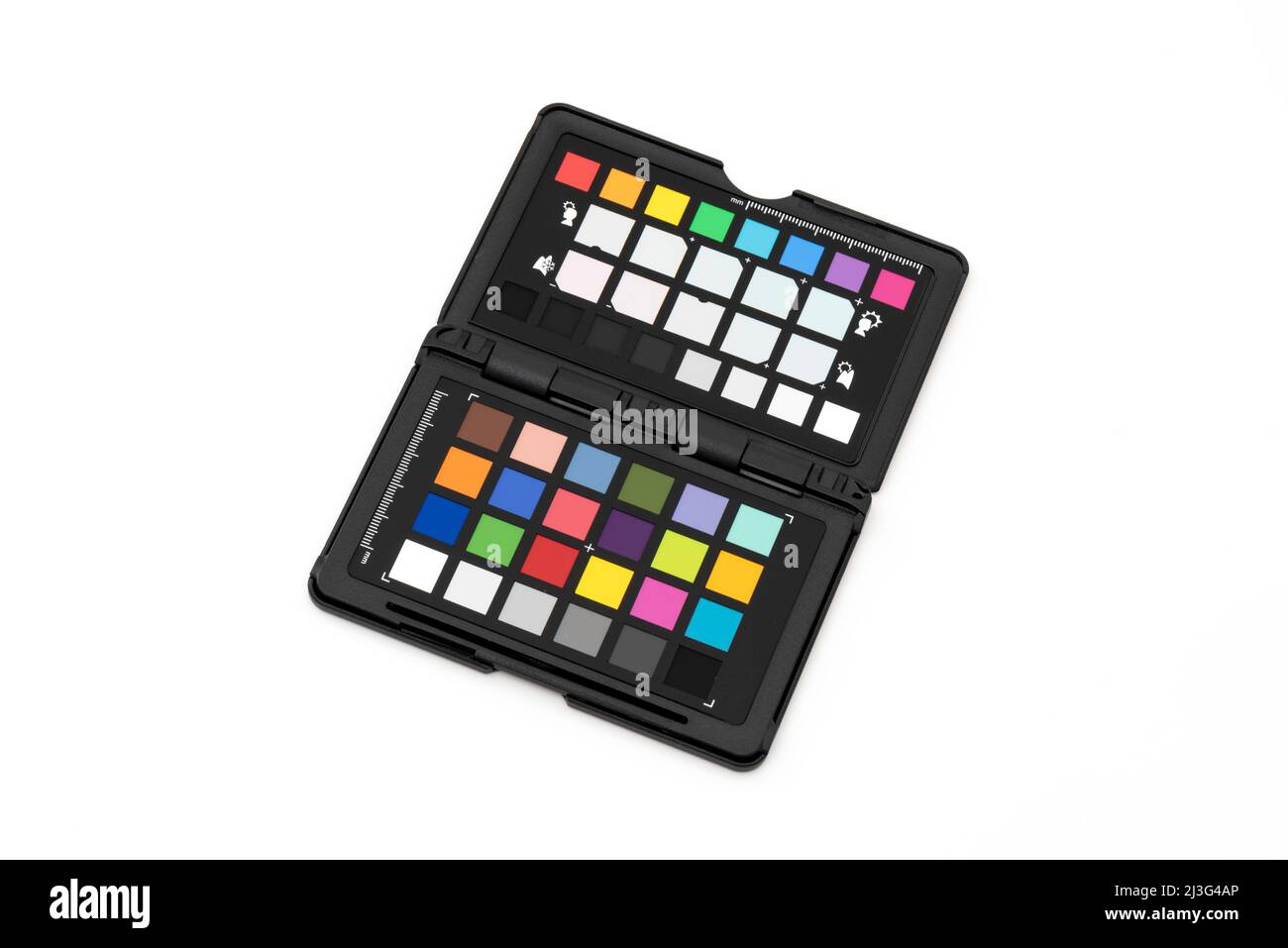 Close up view of color checker card equipment on the white background ...
