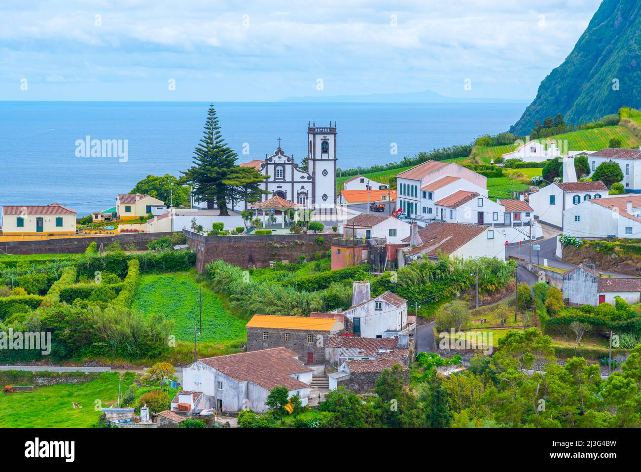 Aerial view of Nordeste town at Sao Miguel island, Azores Portugal ...