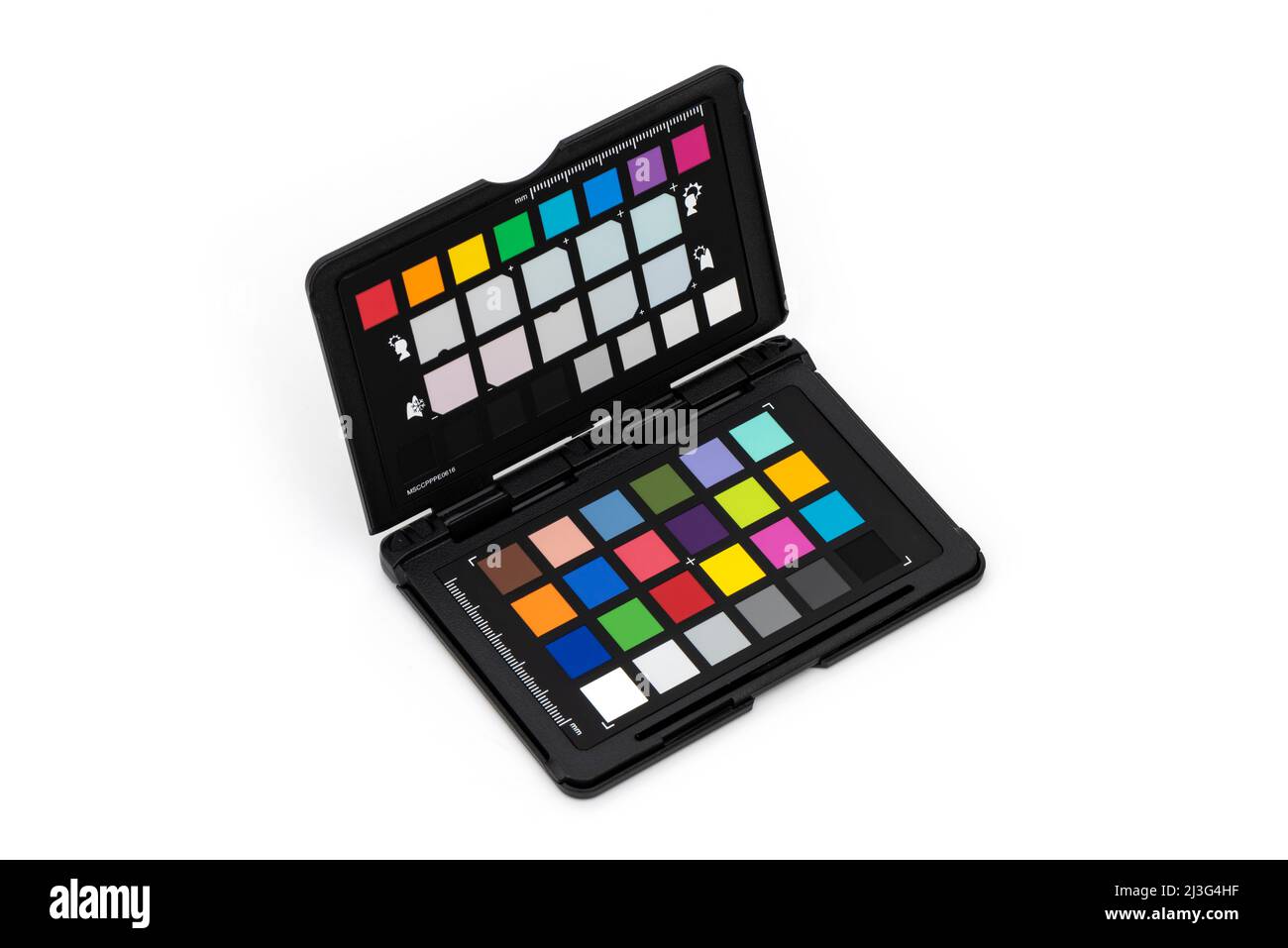 Close up view of color checker card equipment on the white background ...