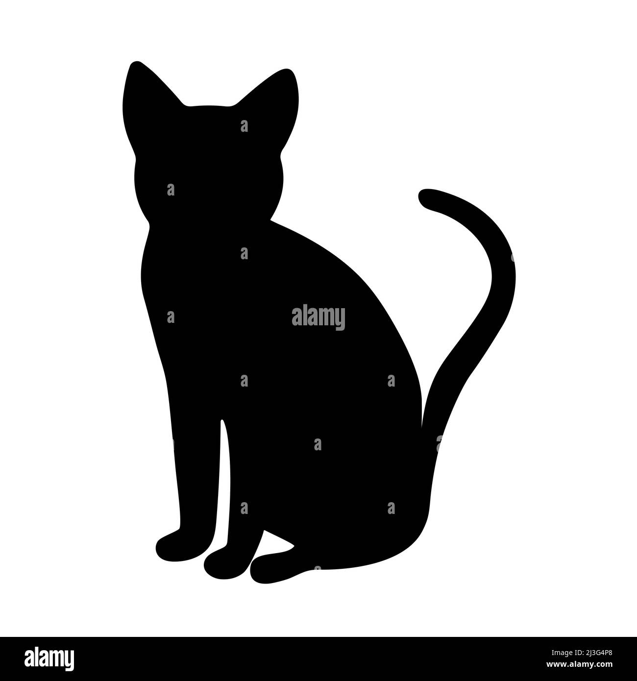 Cat silhouette sitting isolated vector illustration. Shadow pet ...