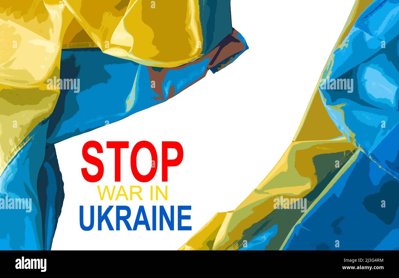 Stop War Banner text with Ukraine flag. International protest, Stop the ...