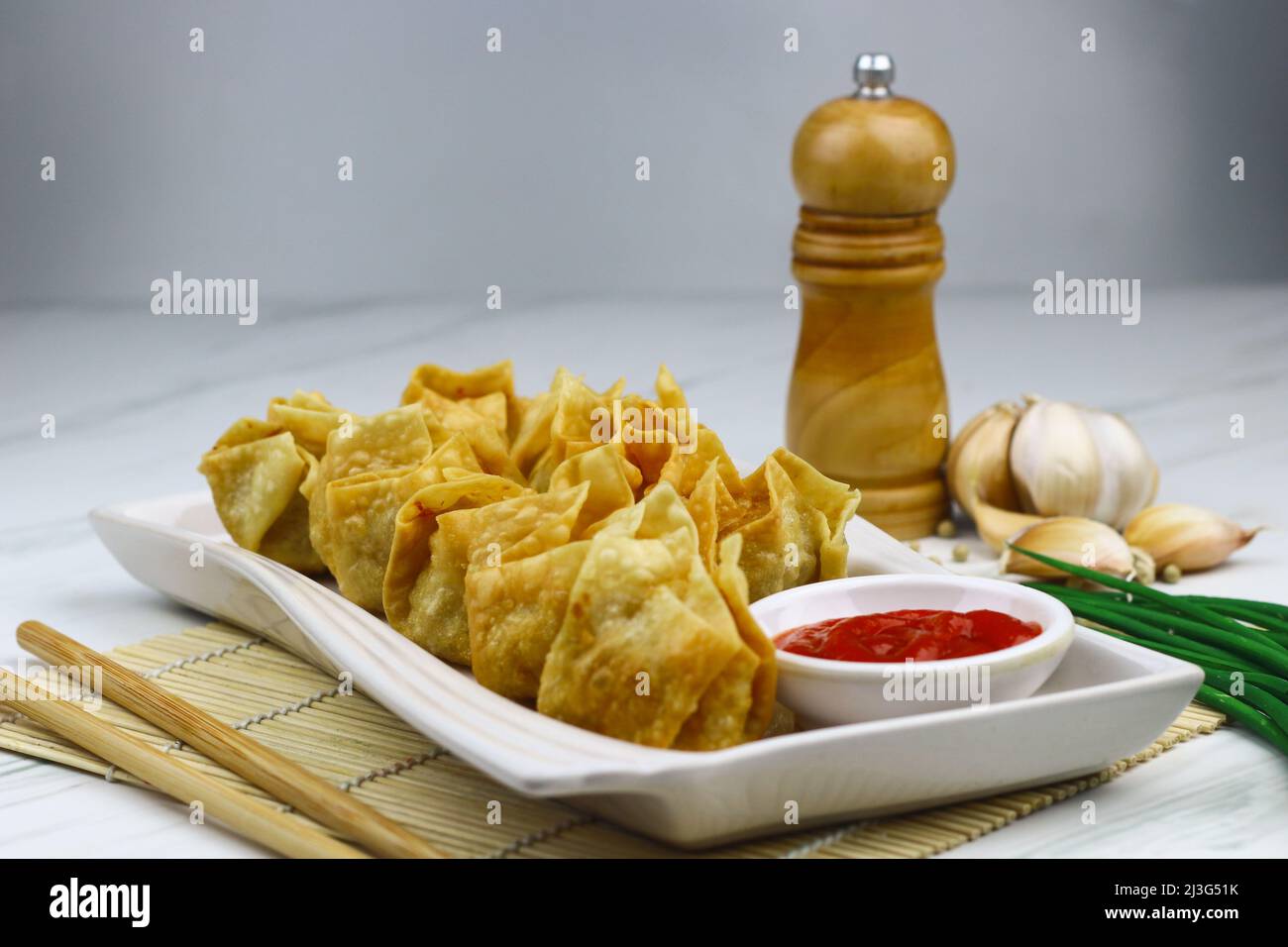 Siomay Goreng or Fried dumpling, Indonesian popular street food, made ...