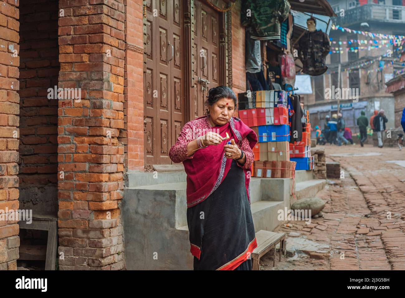 Daily Life In Bhaktapur, Nepal Stock Photo - Alamy