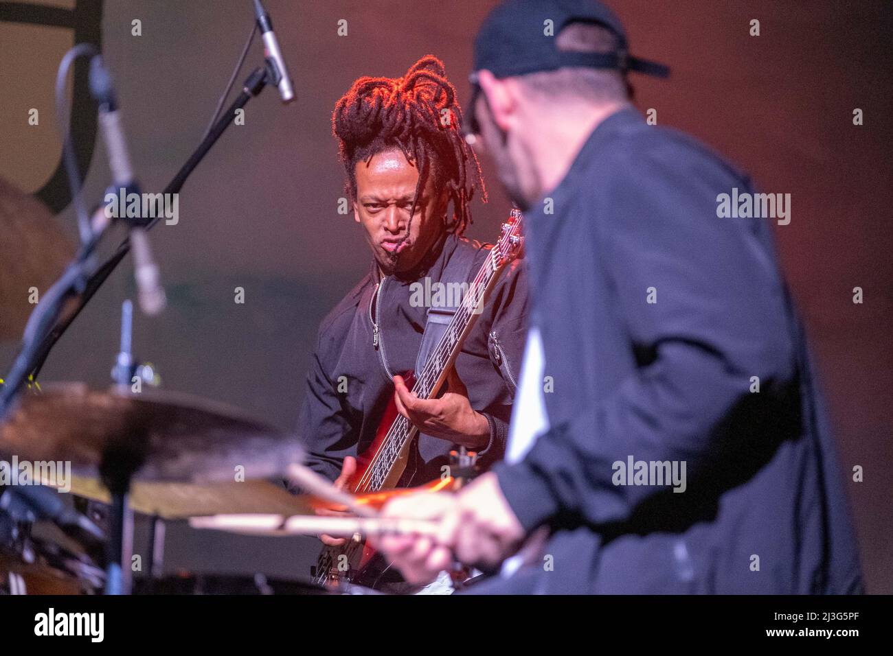 Gran Teatro Morato, Brescia, Italy, April 07, 2022, Bass player in Cory ...