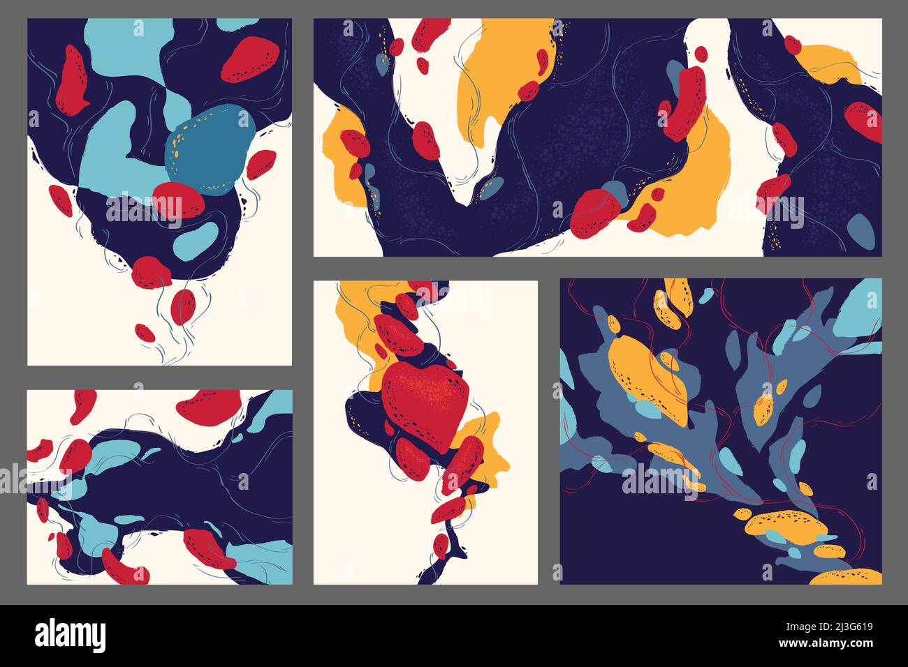 Abstract art background with colorful painting liquid stains, shapes ...