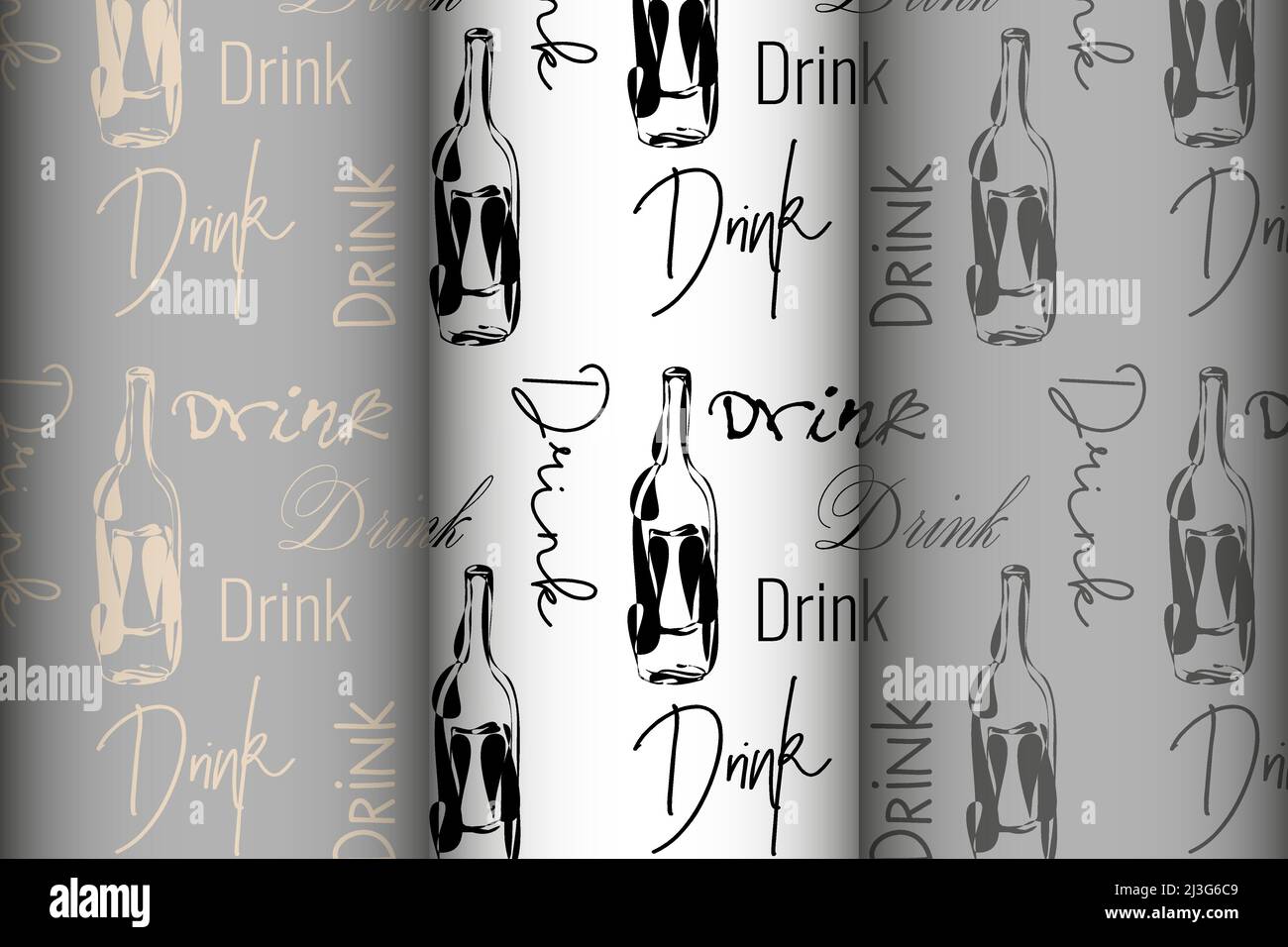 Pattern set bottle and inscription DRINK, abstract. Vector illustration ...