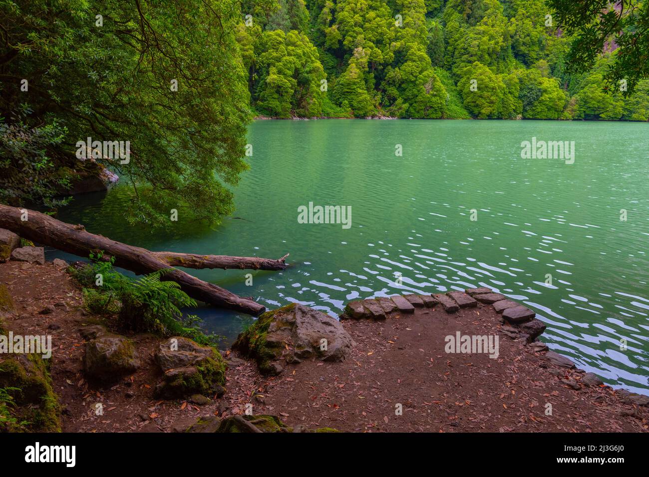 Lagoa do Congro lake at Sao Miguel island, Azores, Portugal Stock Photo ...