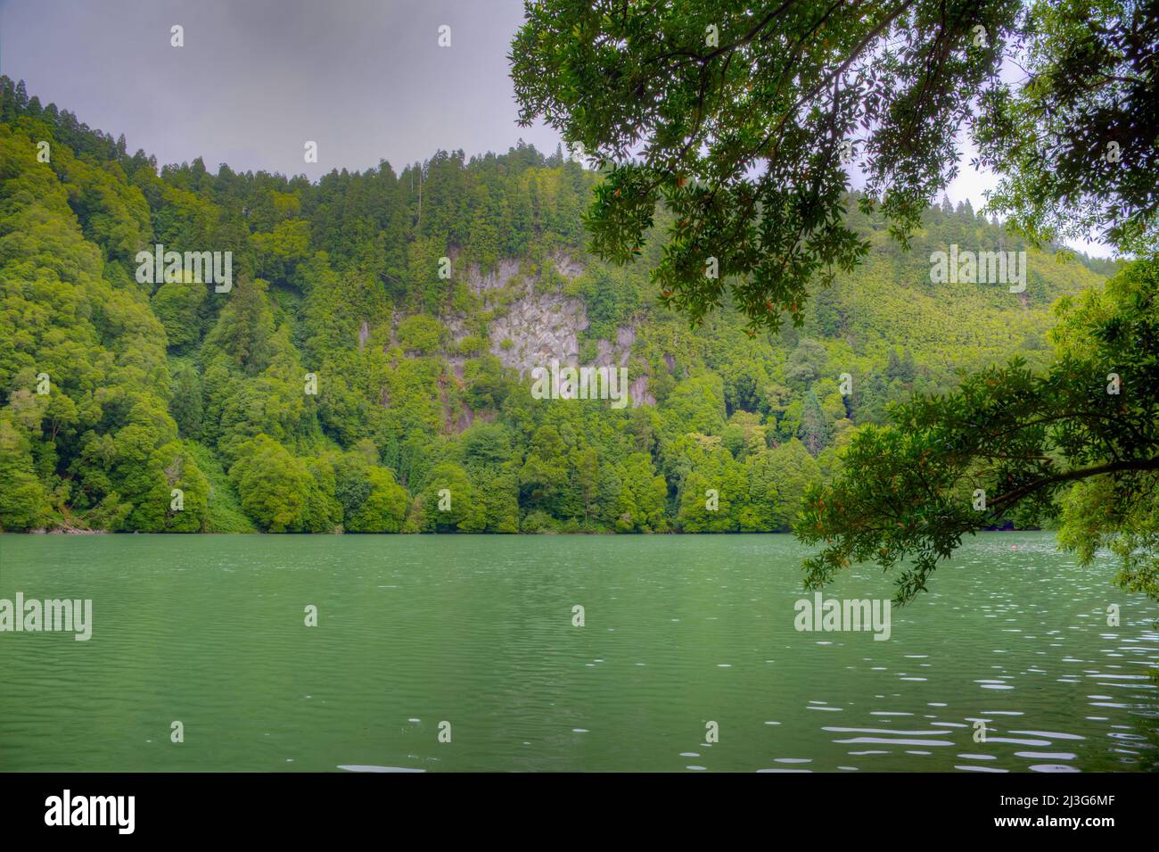 Lagoa do Congro lake at Sao Miguel island, Azores, Portugal Stock Photo ...