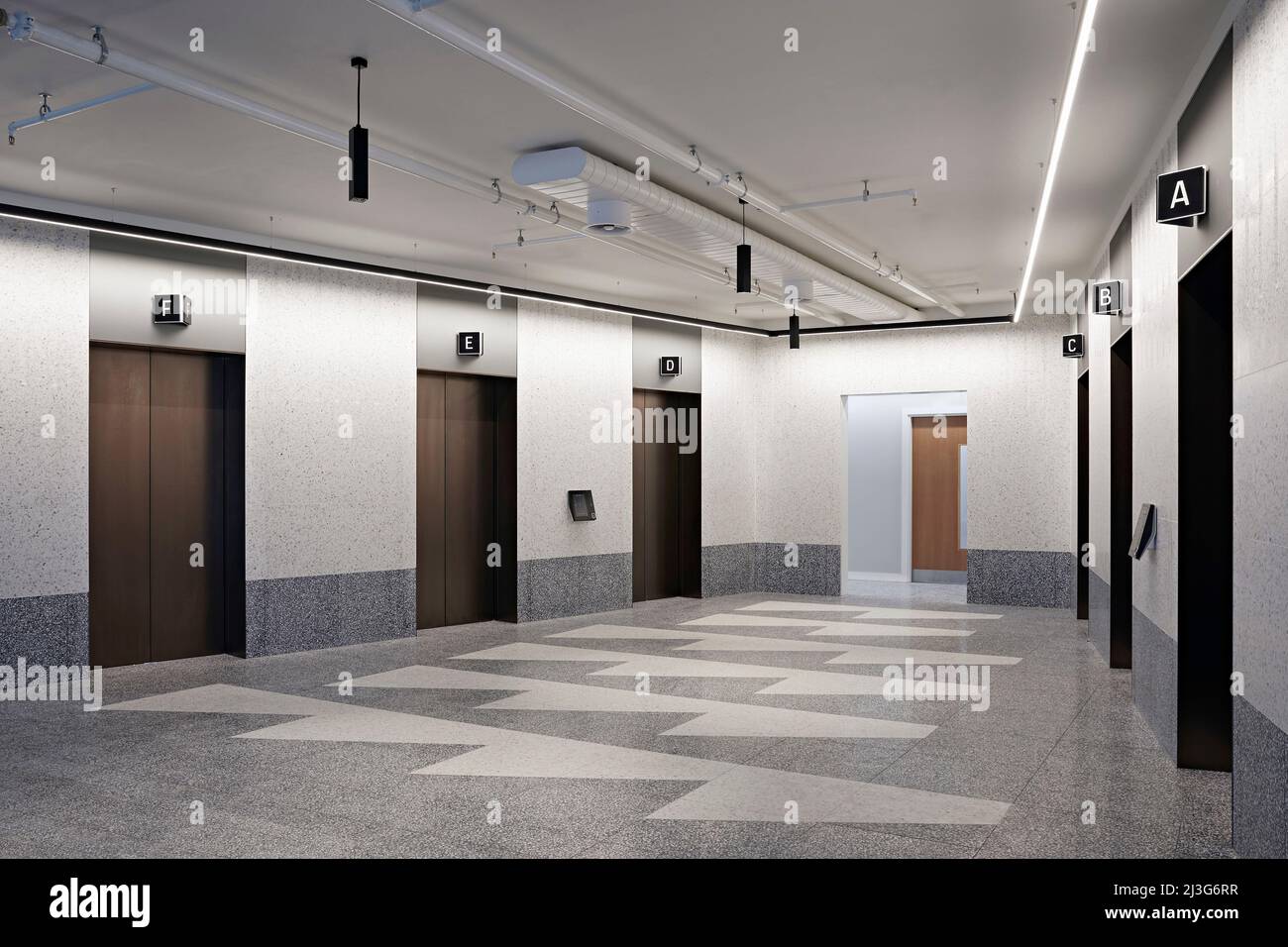 Lift lobby. 66 Shoe Lane, London, United Kingdom. Architect: Stiff ...