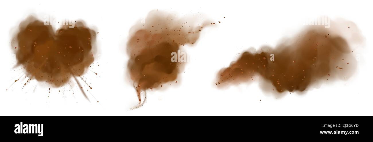 Chocolate or coffee powder burst, splash, explosion brown dust clouds ...
