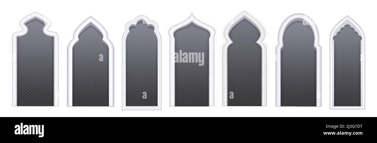 Islamic or arabic windows, doors, arched portals of oriental muslim ...