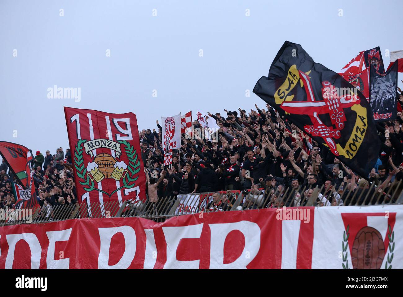 Stadio Brianteo, Monza (MB), Italy, April 06, 2022, AC Monza fans clap ...