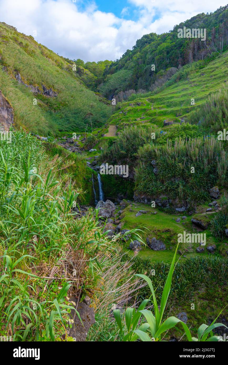 Waterfall near poco azul at Sao Miguel island in Portugal Stock Photo ...
