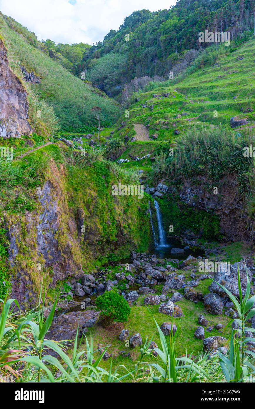 Waterfall near poco azul at Sao Miguel island in Portugal Stock Photo ...