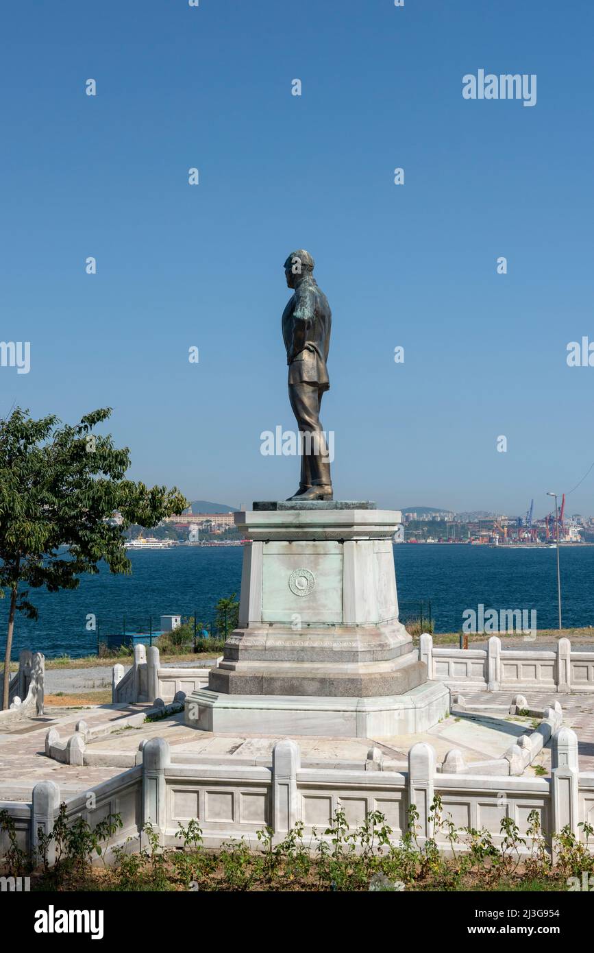 ISTANBUL, TURKEY, JULY 29, 2019: The first statue of The Founder of ...