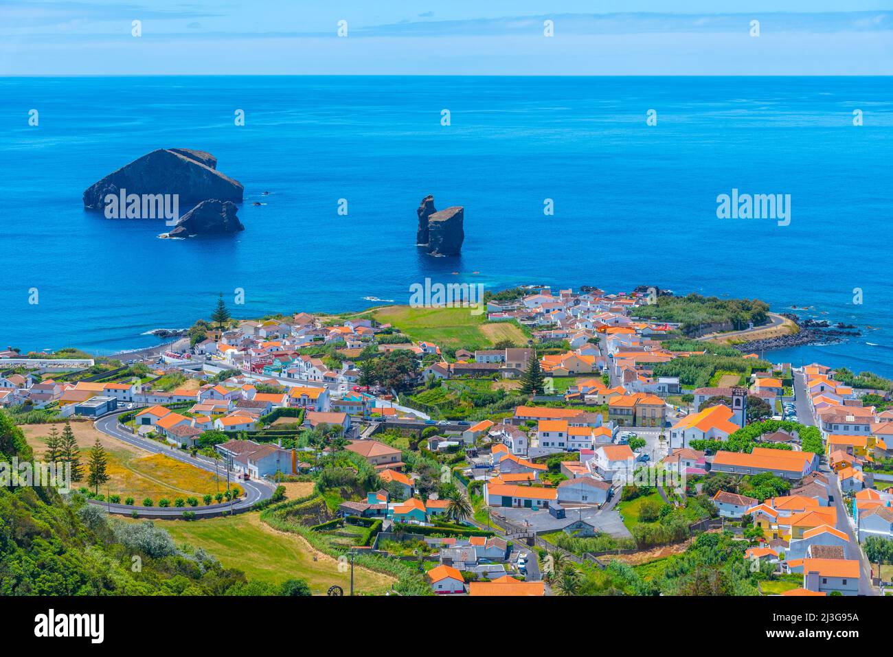 Aerial view of Mosteiros town at Sao Miguel island in Portugal Stock ...