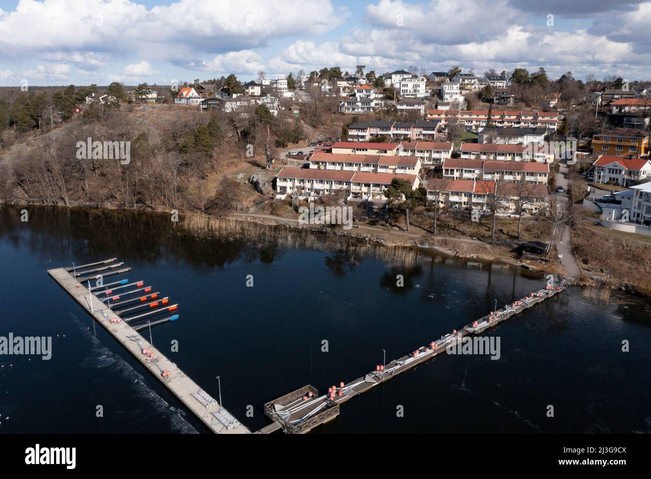 View of Hässelby with the shores of Lake Mälaren Stock Photo - Alamy