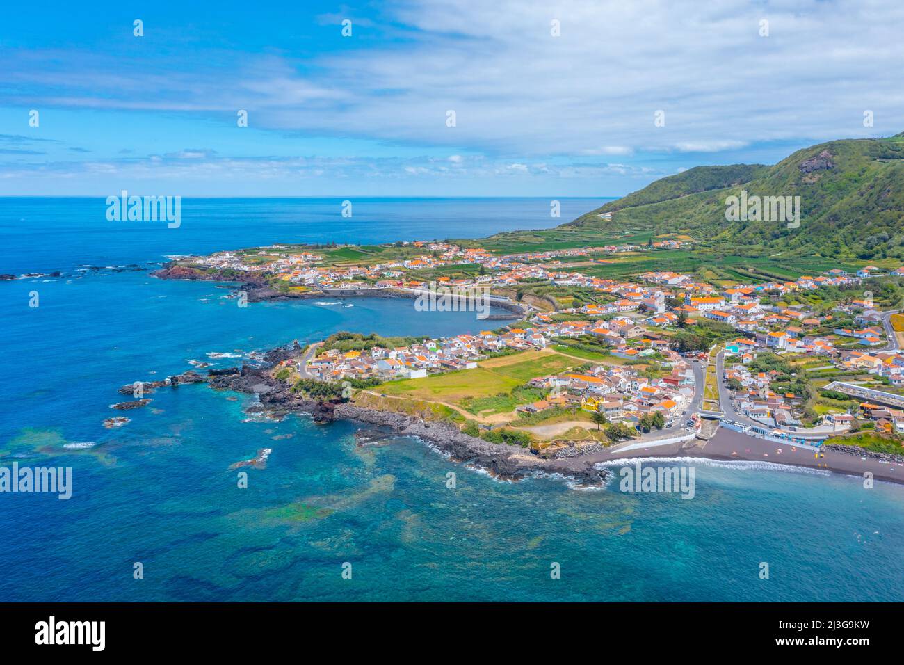 Aerial view of Mosteiros town at Sao Miguel island in Portugal Stock ...