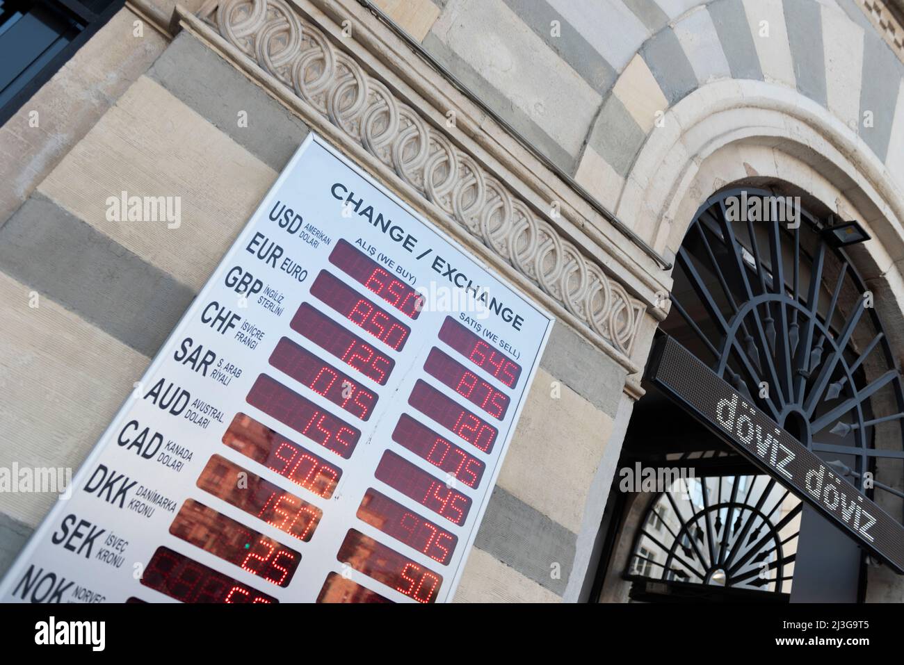 ISTANBUL, TURKEY - JANUARY 16, 2022: Exterior view of currency change ...