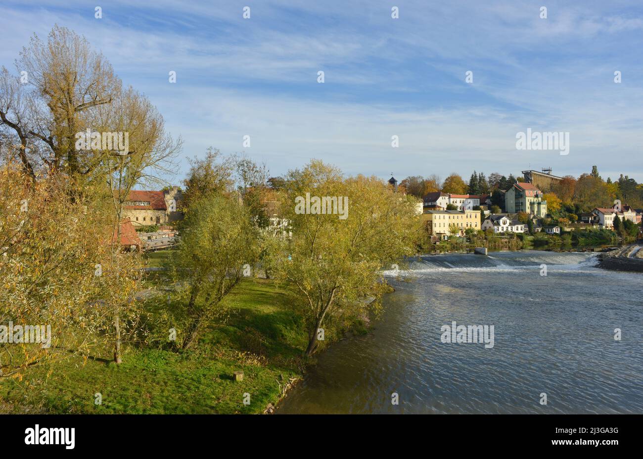 Town Panorama Saale River in Bad Kosen, Naumburg, Germany Stock Photo ...