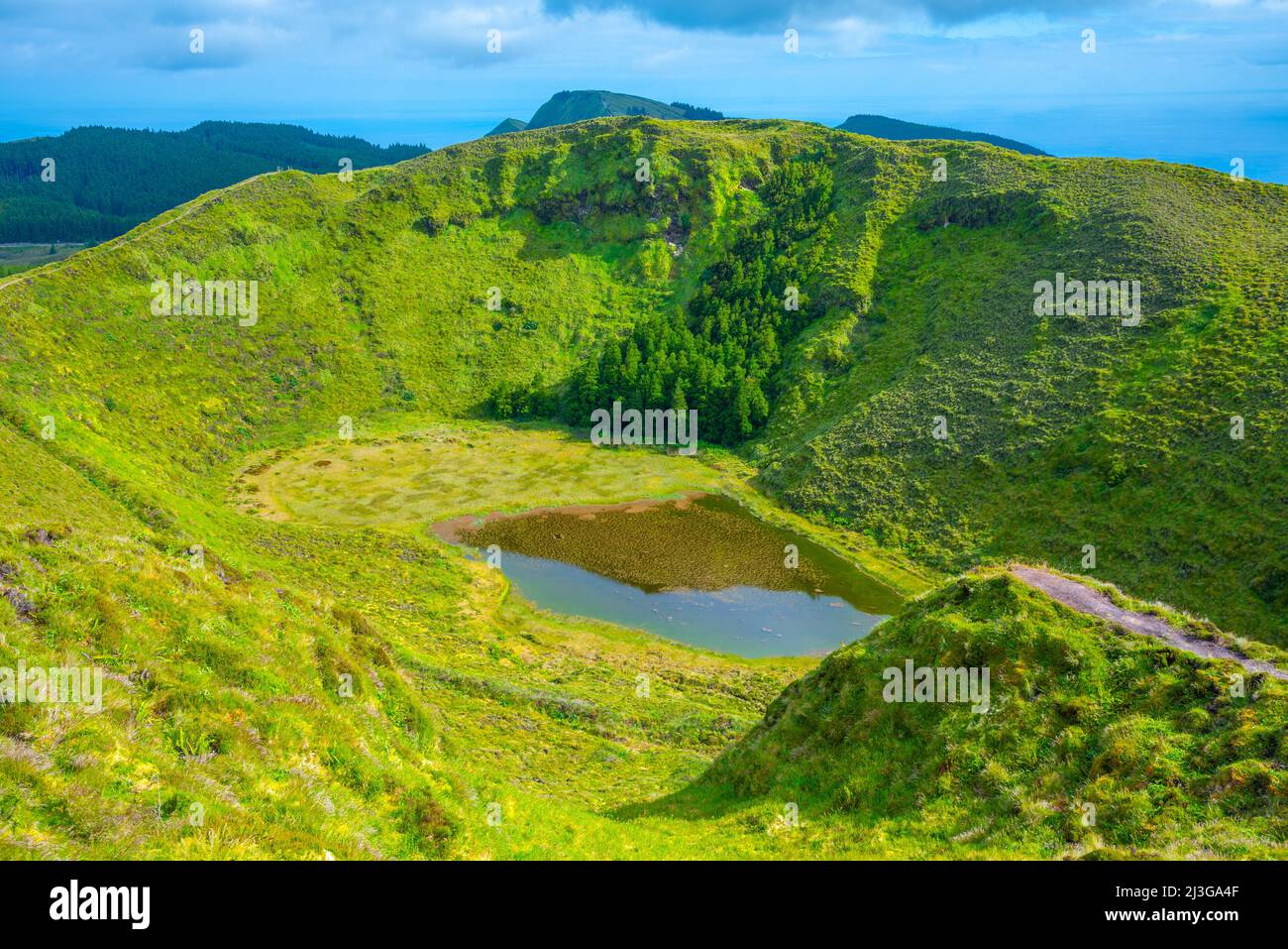 Small caldera lake at Sao Miguel island in Portugal Stock Photo - Alamy