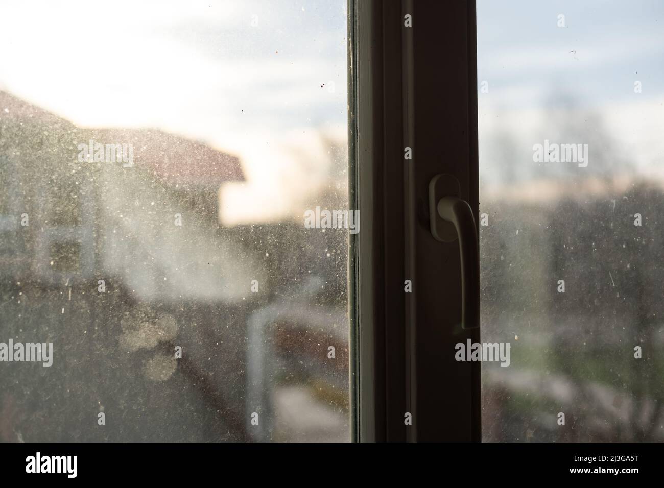 Window with very dirty and dusty glass in daylight Stock Photo - Alamy