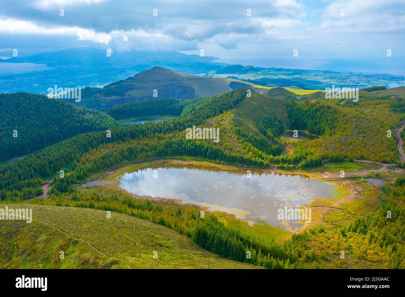 Small caldera lake at Sao Miguel island in Portugal Stock Photo - Alamy