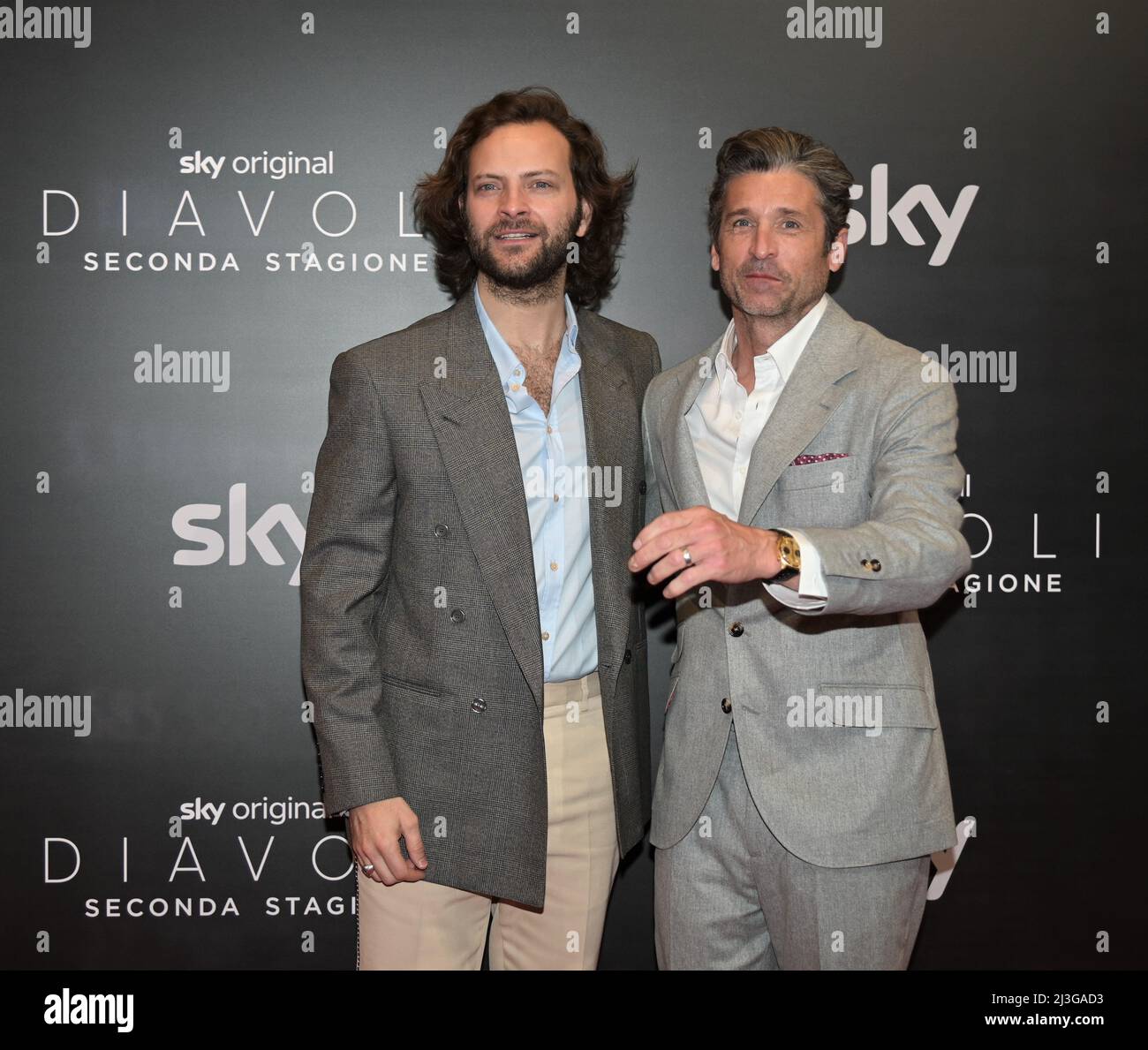 Milan, Italy. 08th Apr, 2022. Milano, Italy DIAVOLI photocall cast ...