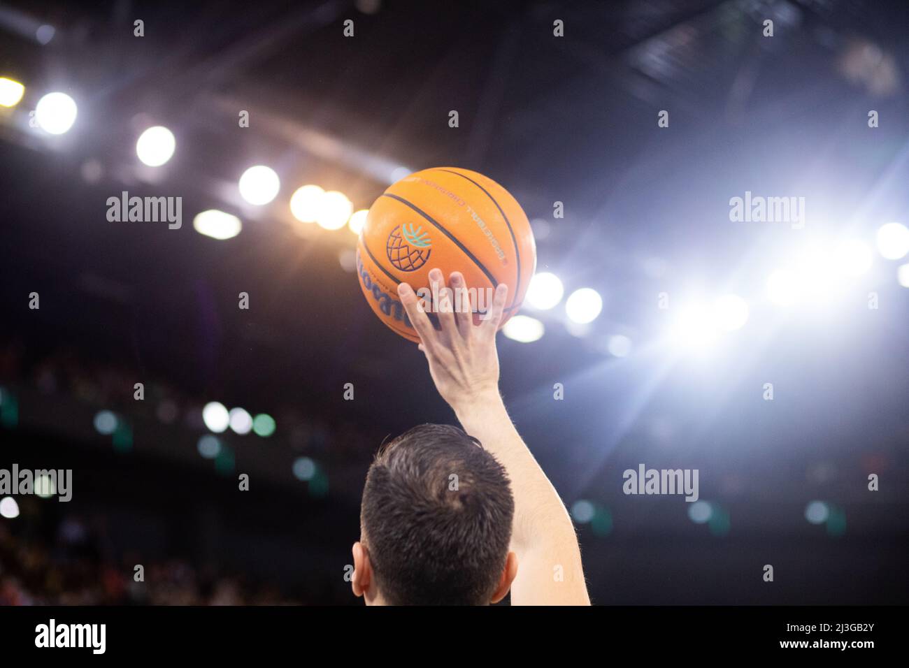 referee holding Champions League basketball during game Stock Photo - Alamy