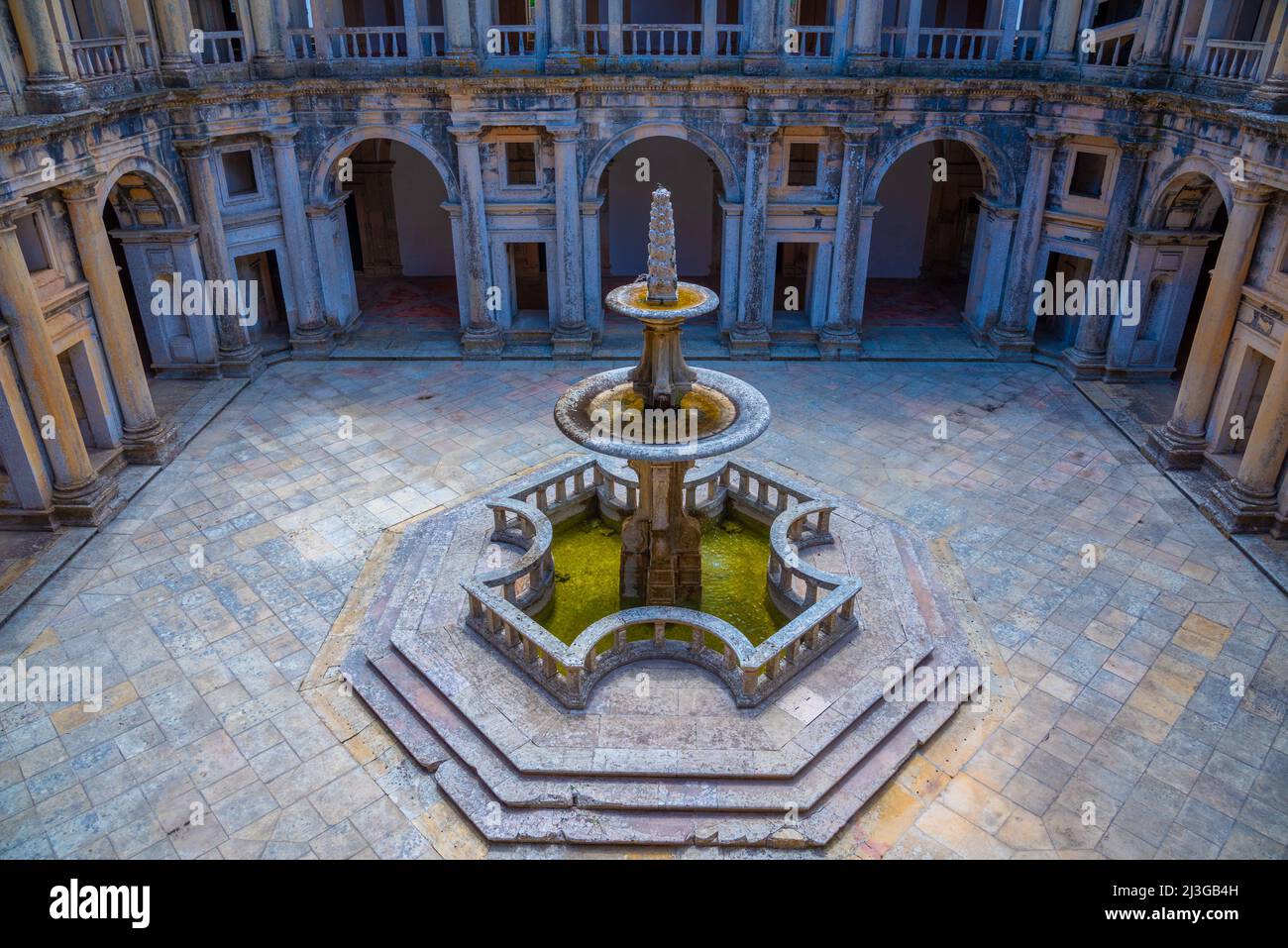 Cloister inside of the convent of Christ in Tomar, Portugal Stock Photo ...