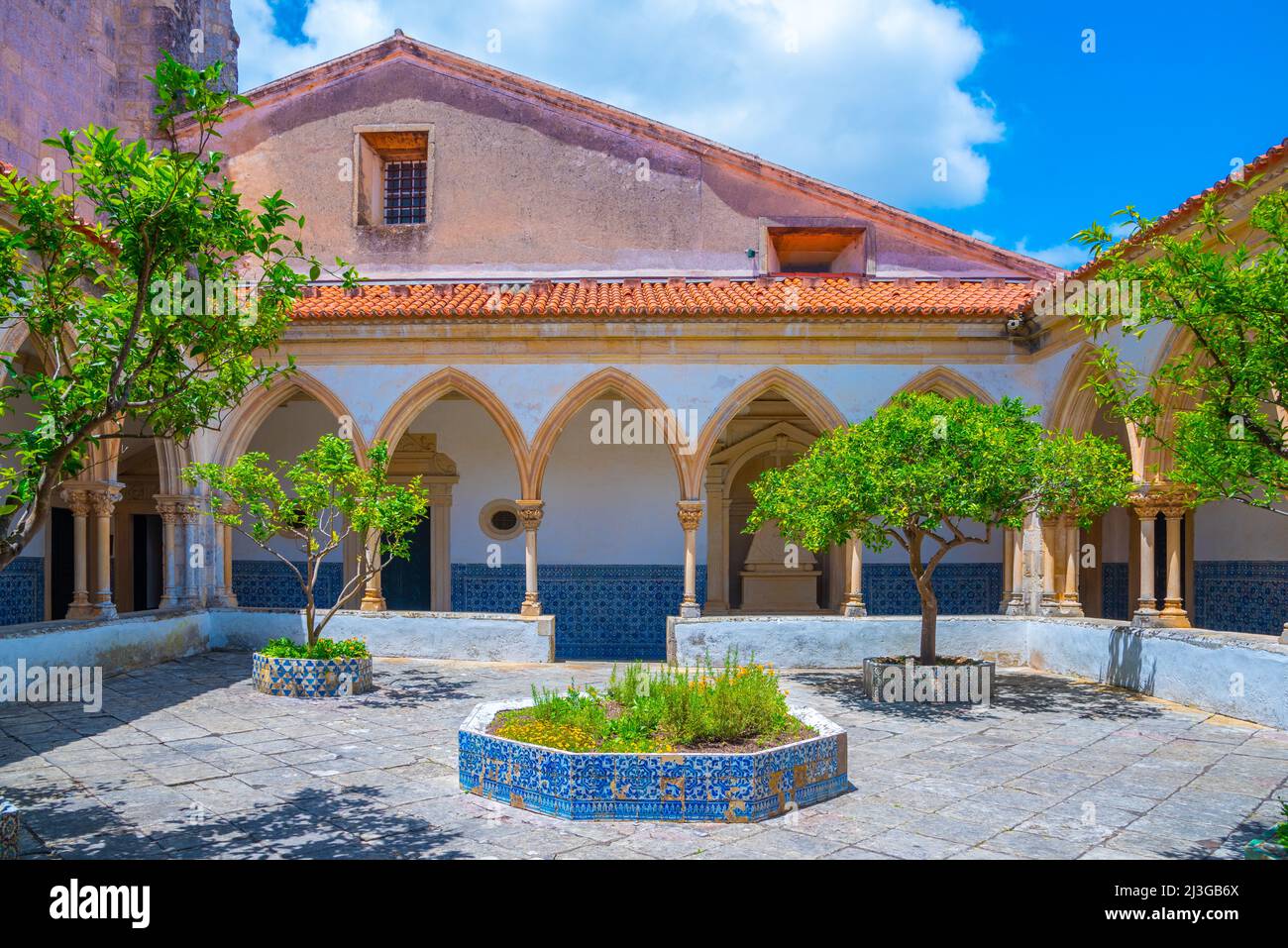 Cloister inside of the convent of Christ in Tomar, Portugal Stock Photo ...
