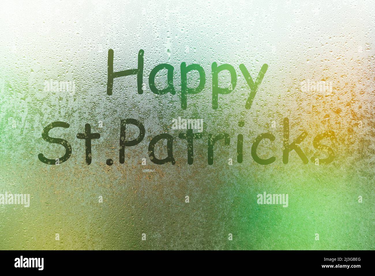 Drawing St. Patrick's Day on a foggy window Stock Photo - Alamy