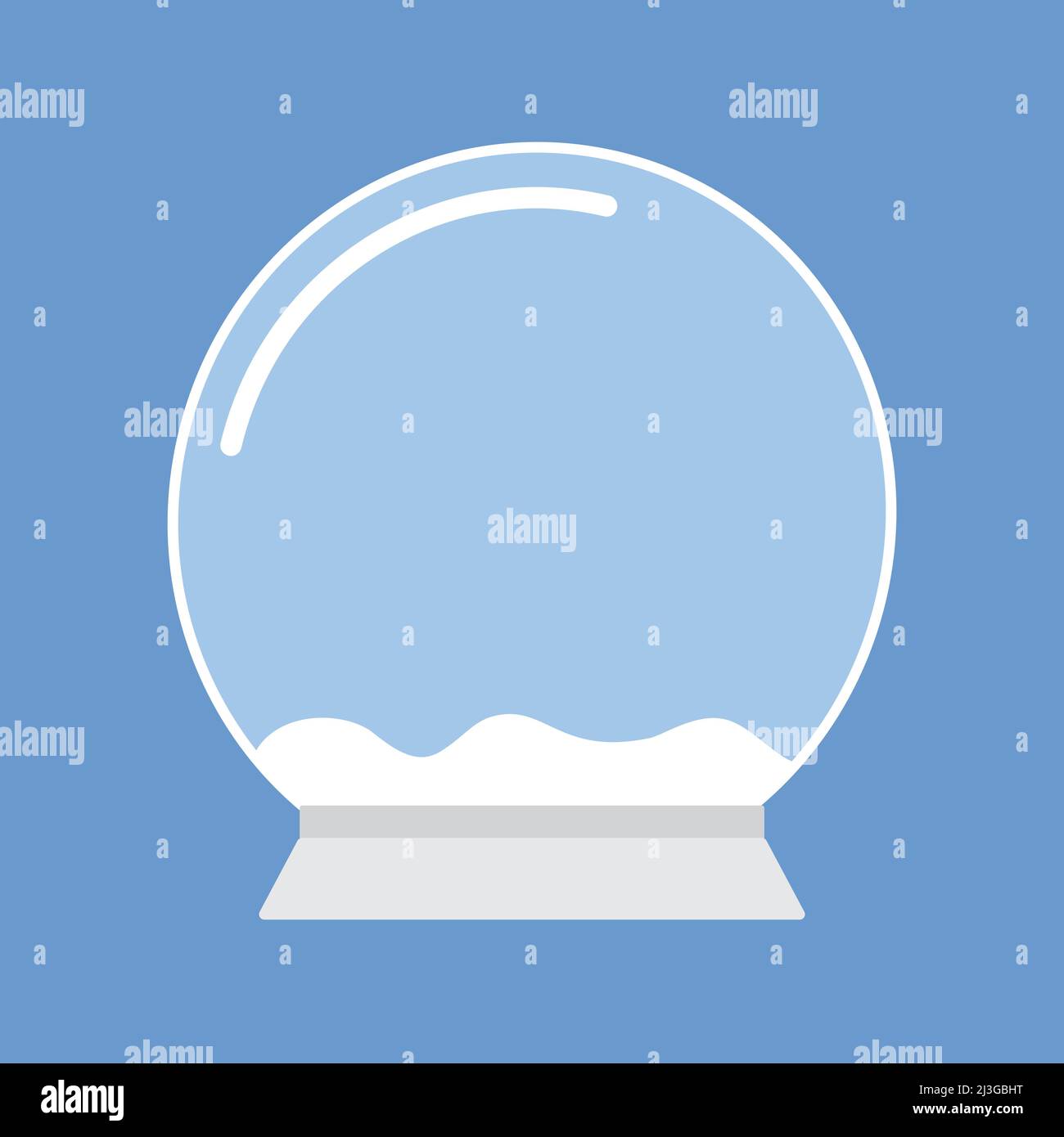 Vector flat cartoon empty snow ball template isolated on blue ...