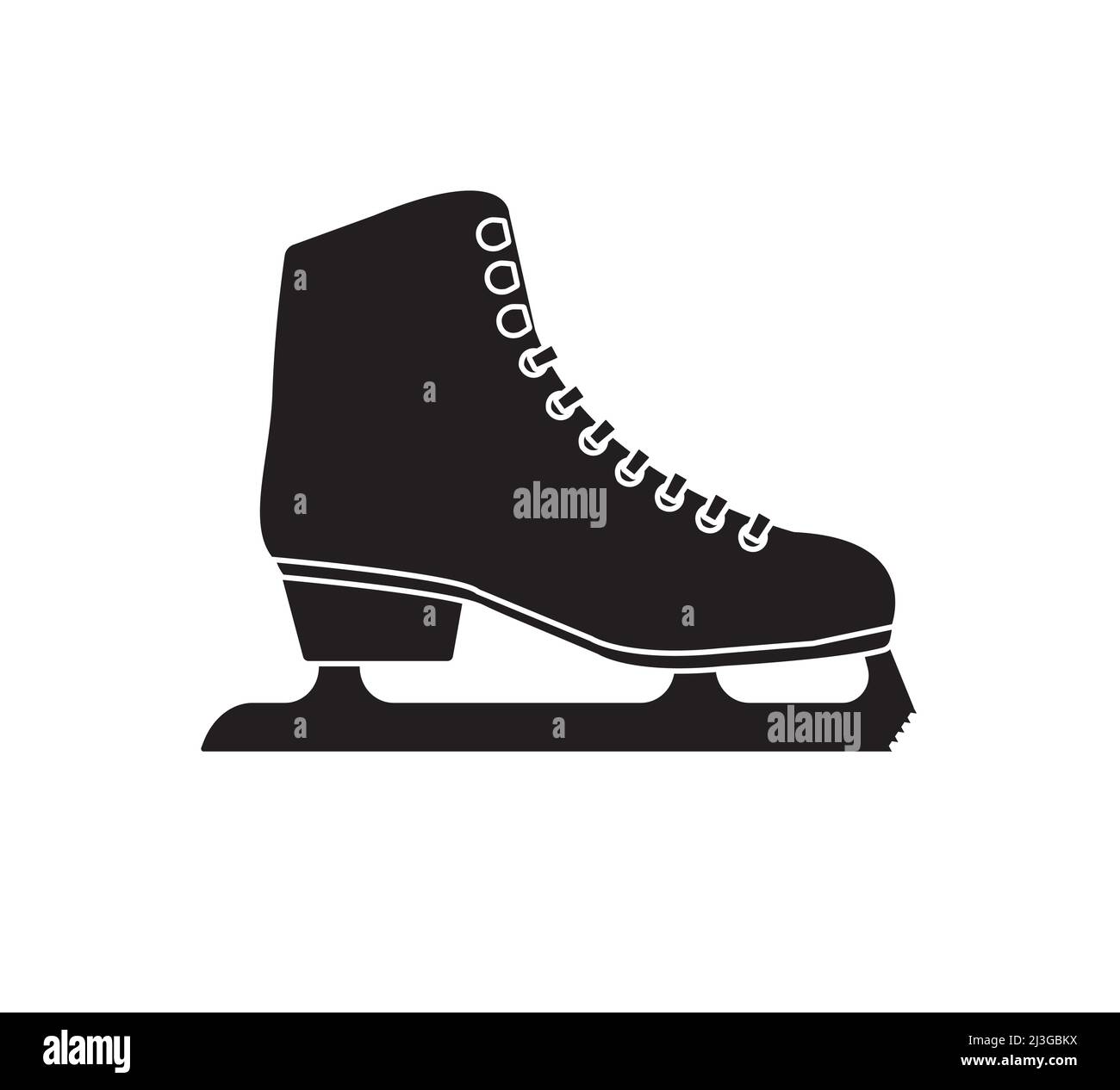 Vector black flat outline ice skates isolated on white background Stock ...
