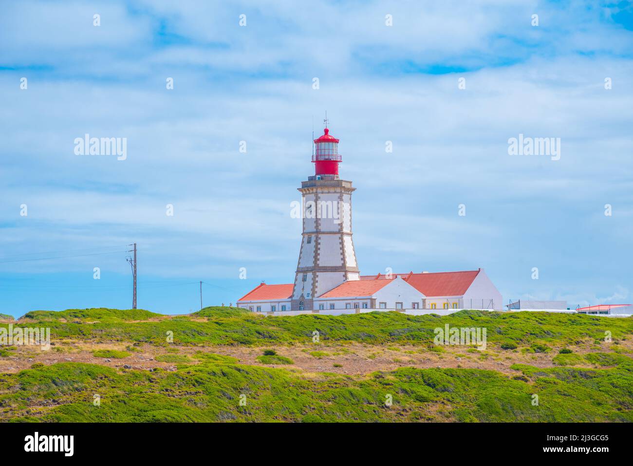 Lighthouse at Cabo Espichel at natural park Arrabida in Portugal Stock Photo - Alamy