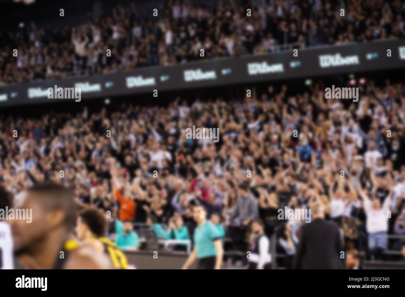 blurred background of supporters at sports event crowd of people in a ...