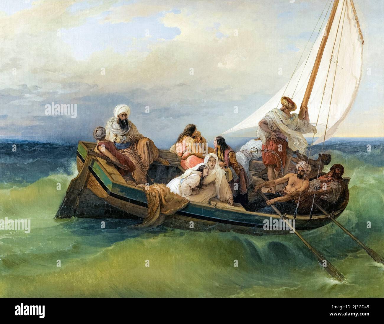 Francesco Hayez, painting in oil, Flight from Chios, 1839 Stock Photo ...