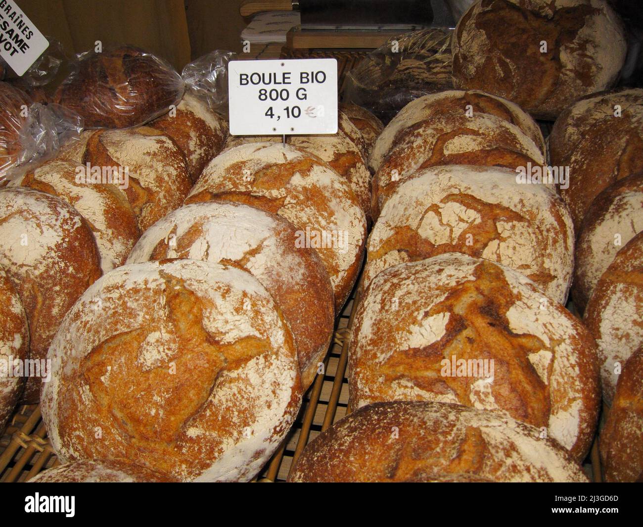 Paris France Detail French Bakery Shop Bread On Display Organic