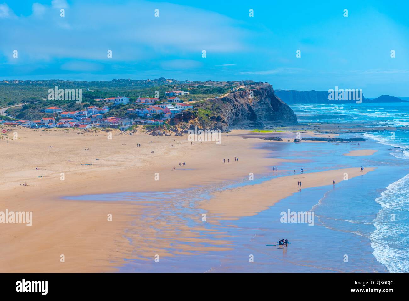 View of Praia de Monte Clerigo in Portugal Stock Photo - Alamy