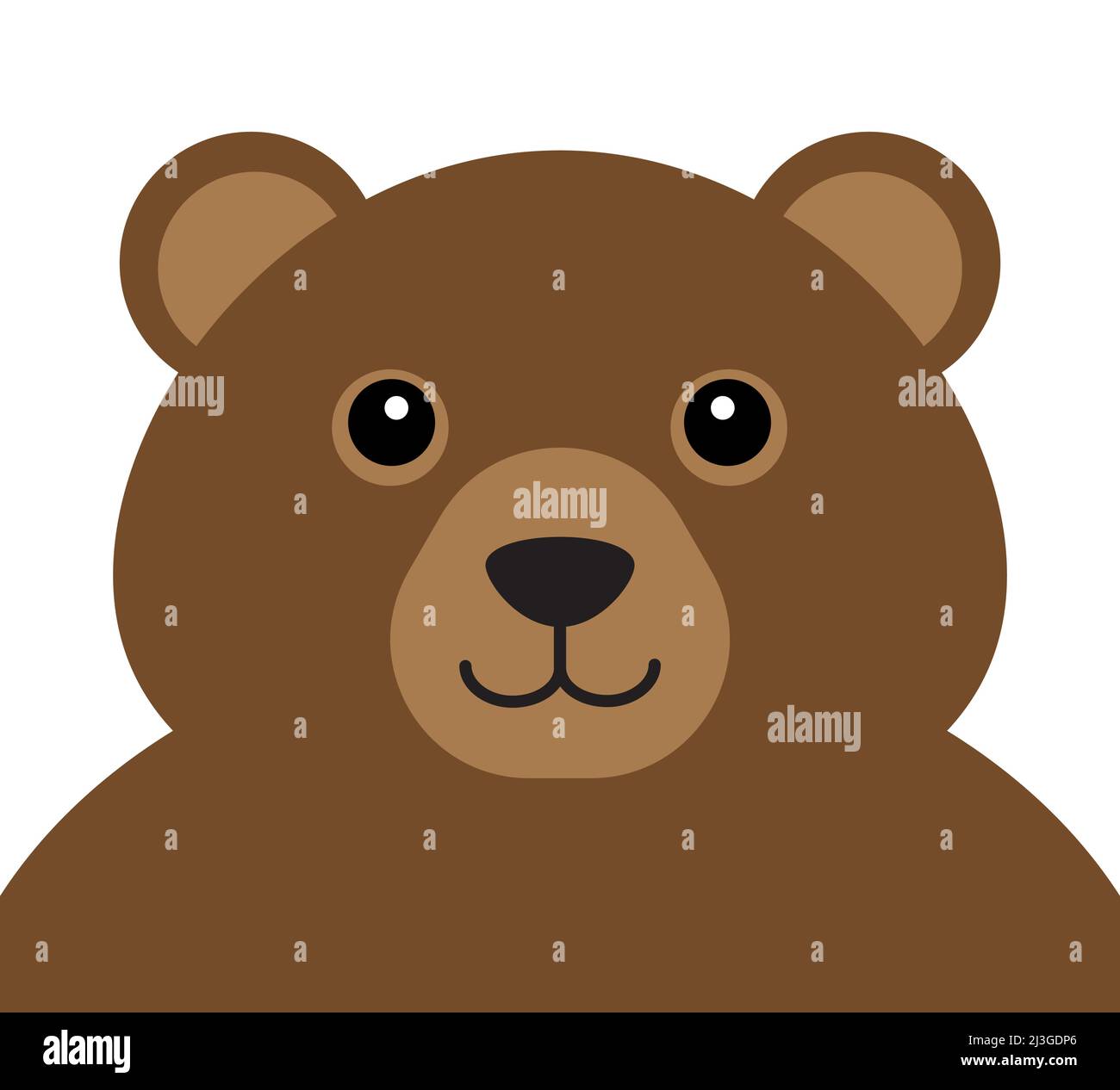 Vector flat cartoon bear face portrait isolated on white background ...
