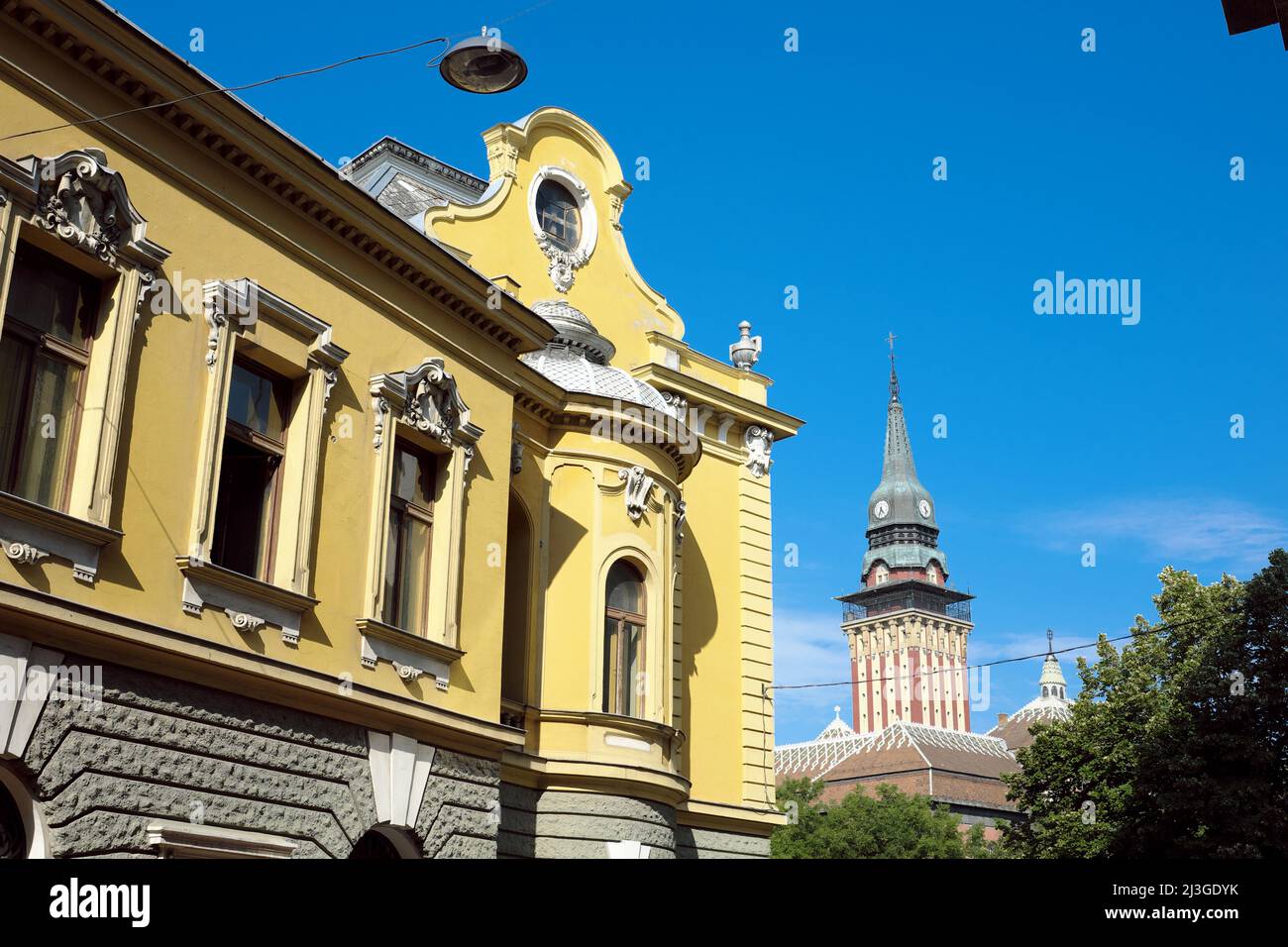 Subotica Tower City Hall and beautiful architecture in the city center ...